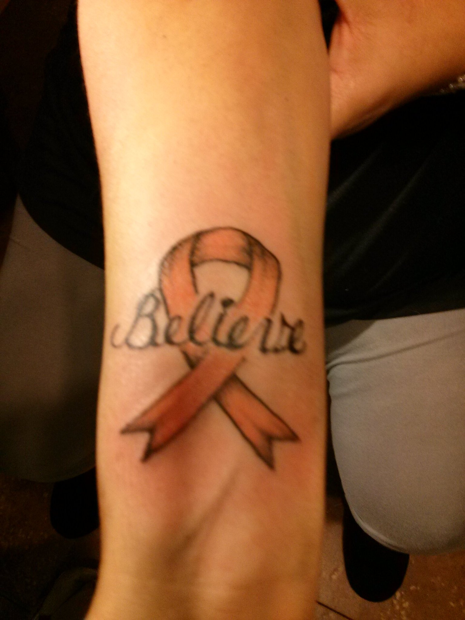 Believe Tattoos With Cancer Ribbon
