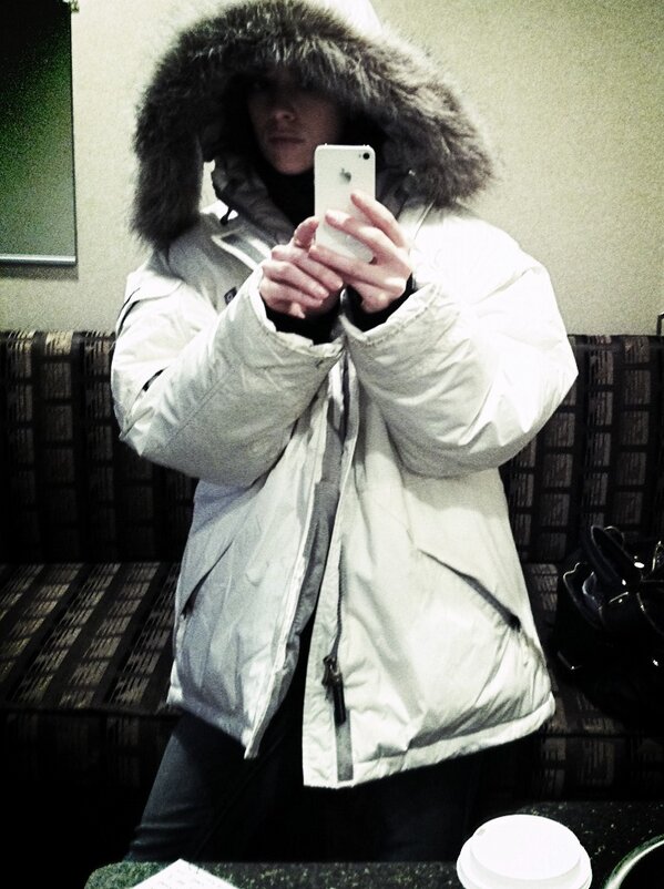 Thermals. Sweater. Cardigan. Jacket. Scarf. State puff marshmallow coat ...