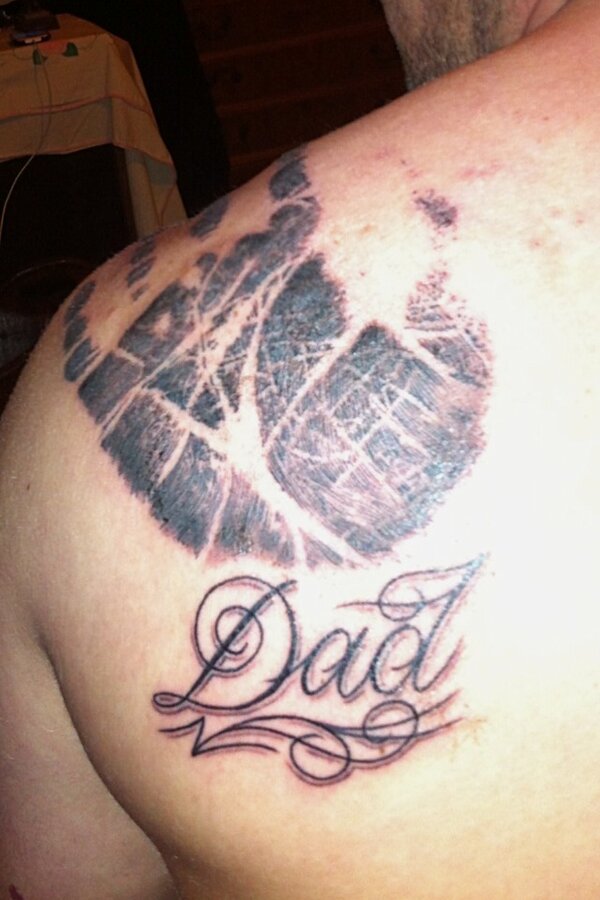 Hand Print Tattoo Shoulder