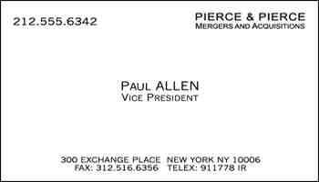 Paul Allen Business Card