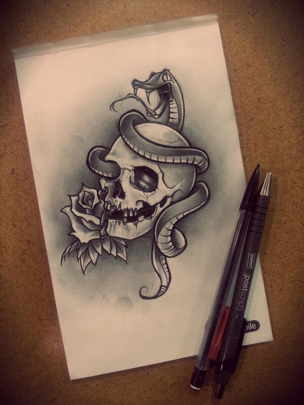 Snake Skull Drawings In Pencil
