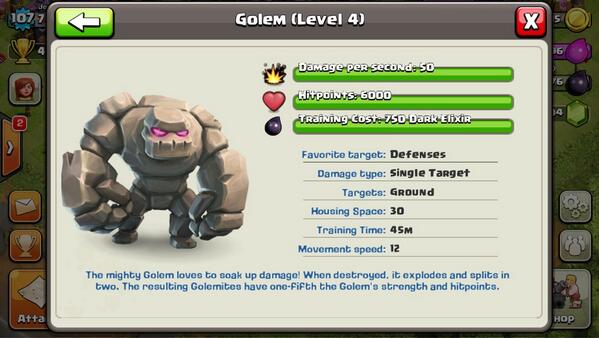 Clash Of Clans Golem Level 10
