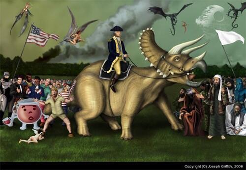 George Washington Riding A T Rex