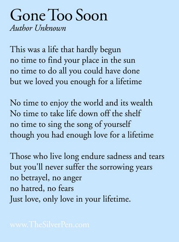 Gone Too Soon Quotes Poems