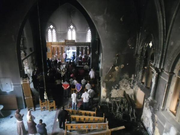 Mass in a burned out Egyptian Church : r/Catholicism