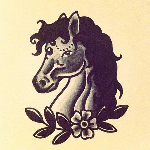 Horse Tattoo Flash Pharaoh's Horses Traditional Tattoo Flash Art Print