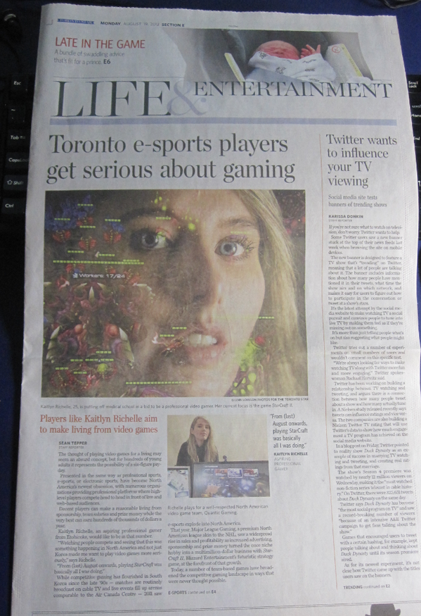 Toronto ESPORTS StarCraft Makes Front Page of Biggest Canadian ...