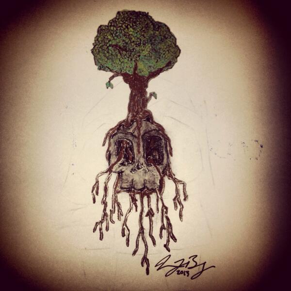 Dead Tree And Skull Drawings