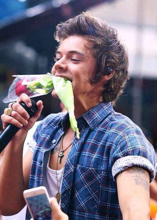Harry Styles Holding Flowers