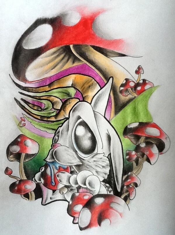 White Rabbit Tattoo Designs