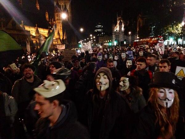 Anonymous protest clashes - ITV News