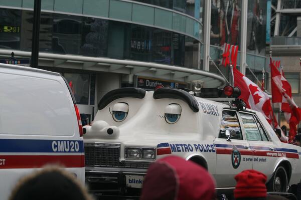 Meet Blinky, Toronto's terrifying half-car half-man cyborg cop. : r/toronto