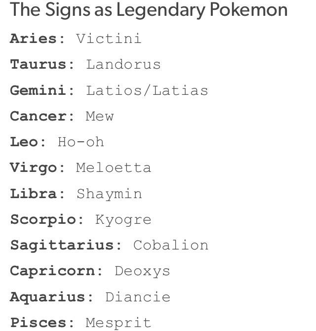 Legendary pokemon zodiac signs 60 photos - Astrologytoyou.com