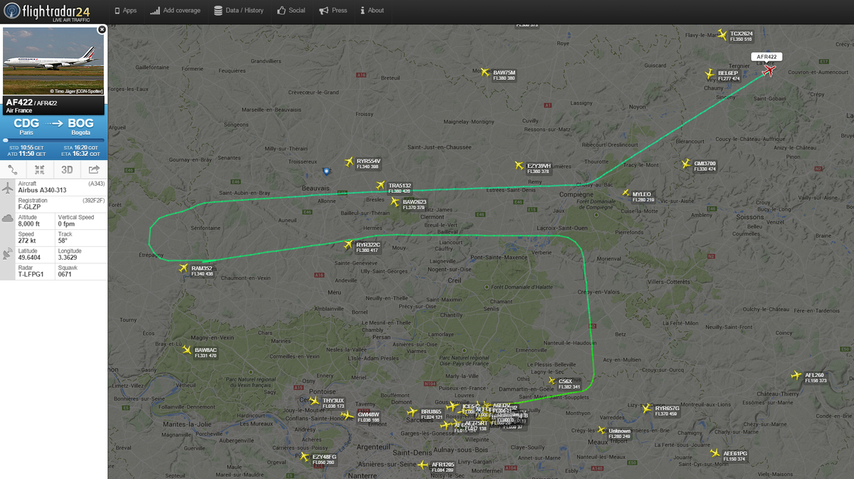Air France AF422 is either burning or dumping fuel before a return to ...