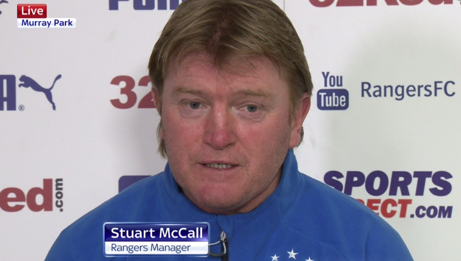 Stuart McCall is the new Rangers manager. He's talking now, live on ...