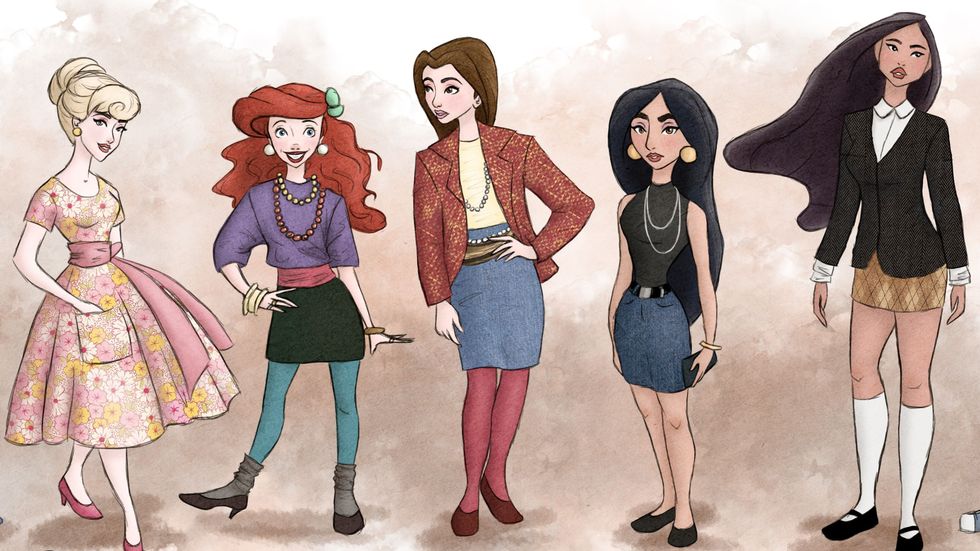 Disney princesses re-imagined in the fashion of the 80s and 90s ...