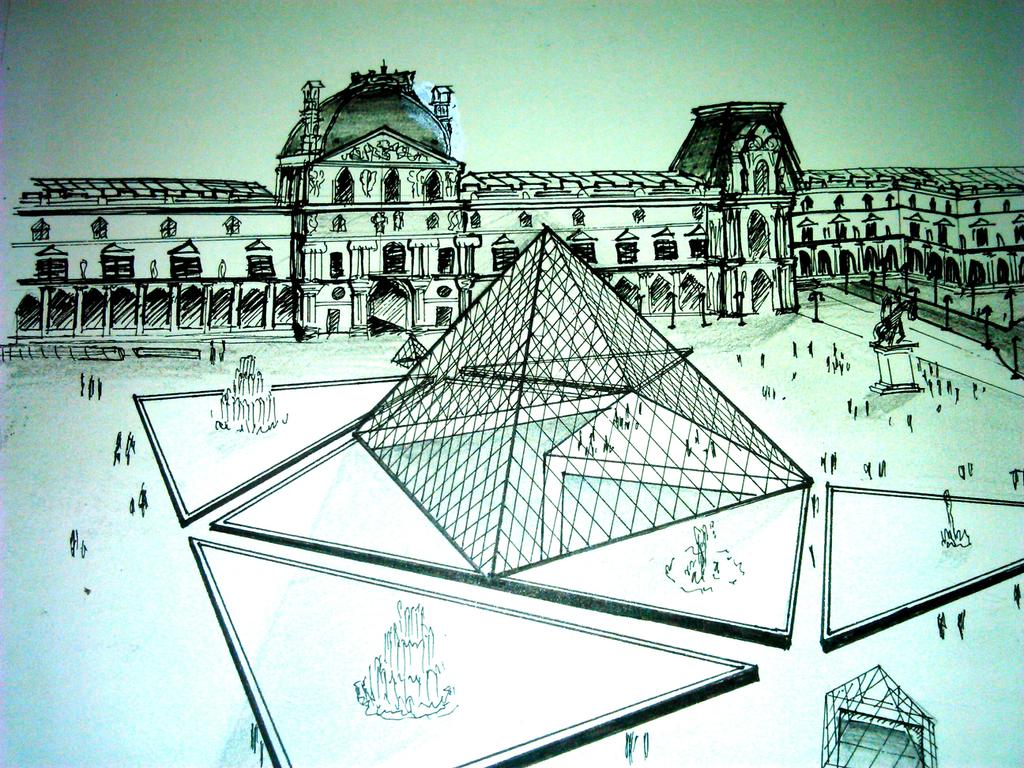 Louvre Pyramid Drawing