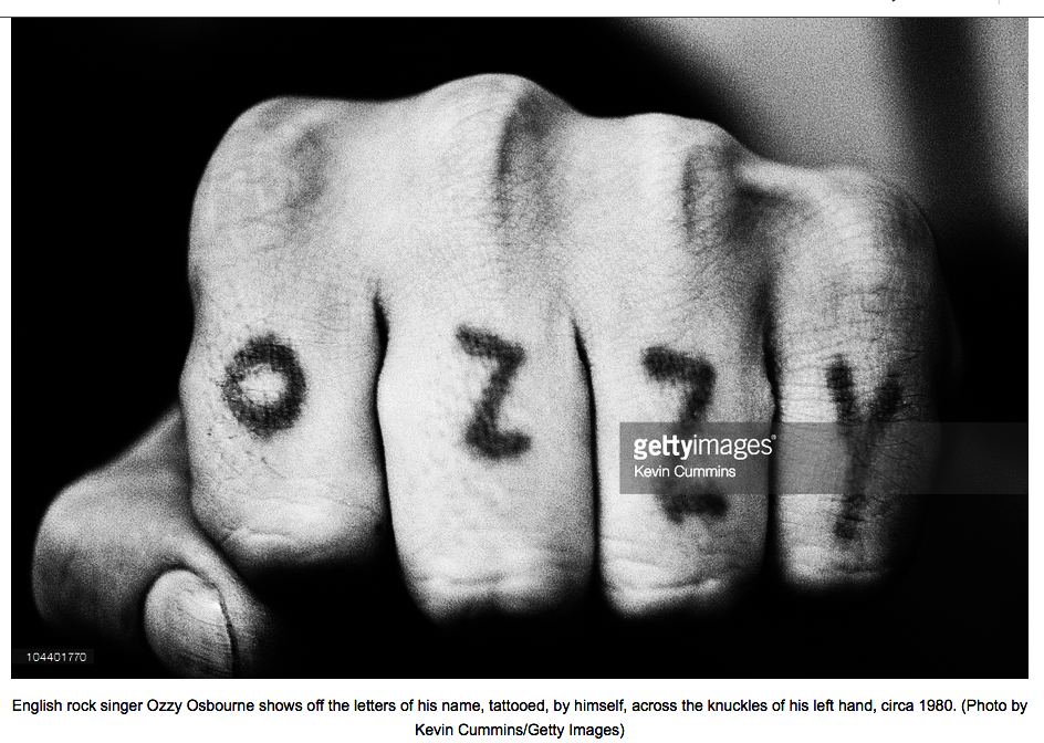 Ozzy Osbourne Knuckle Tattoo Thanks So Much Mary For Trusting Me To