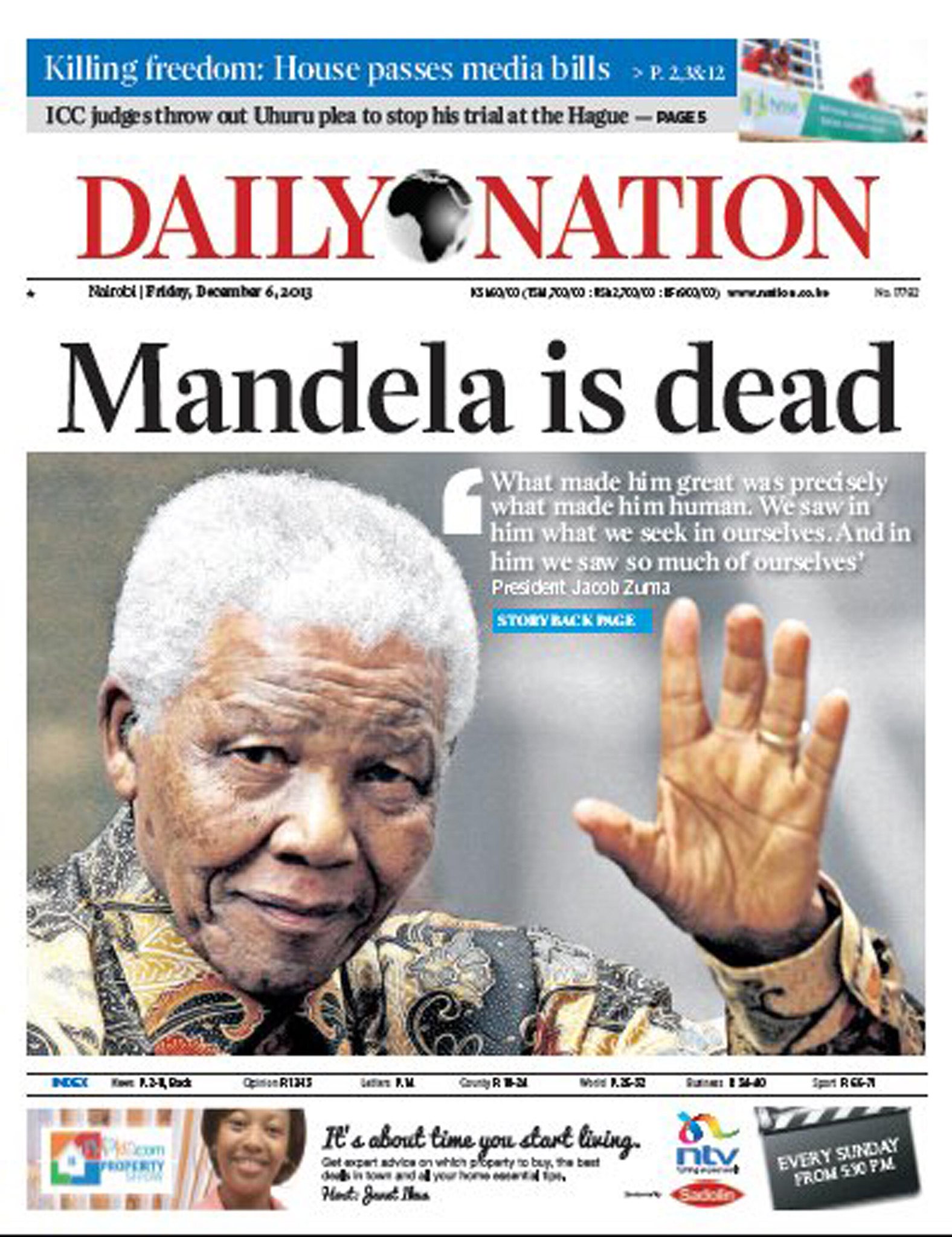Daily Nation On Twitter Today s Front Page Mandela Is Dead Http t daily-nation-on-twitter-today-s-front-page-mandela-is-dead-http-t