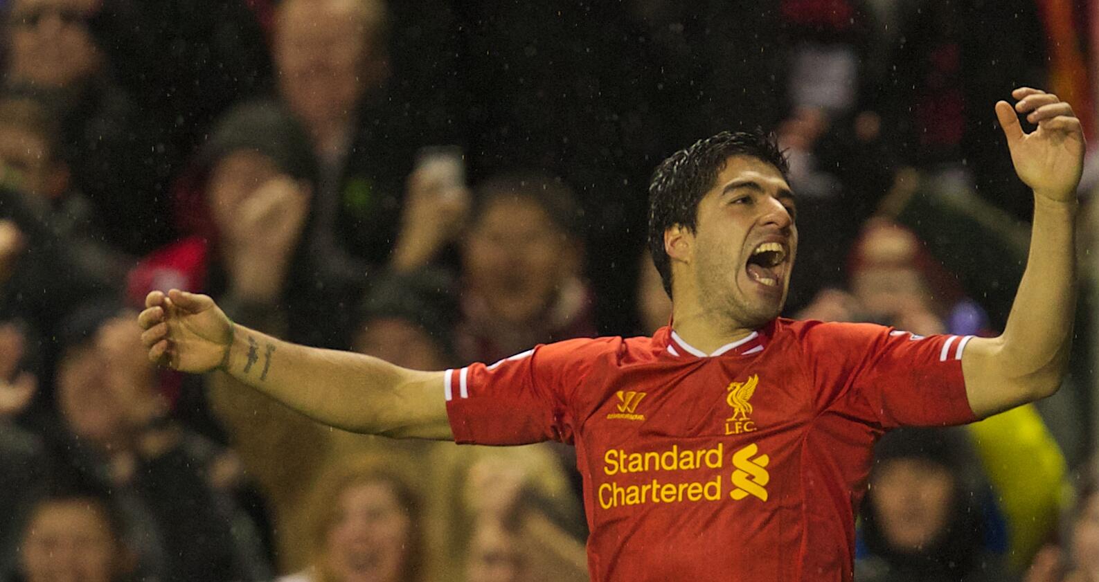 Luis Suarez Celebration Vs Everton