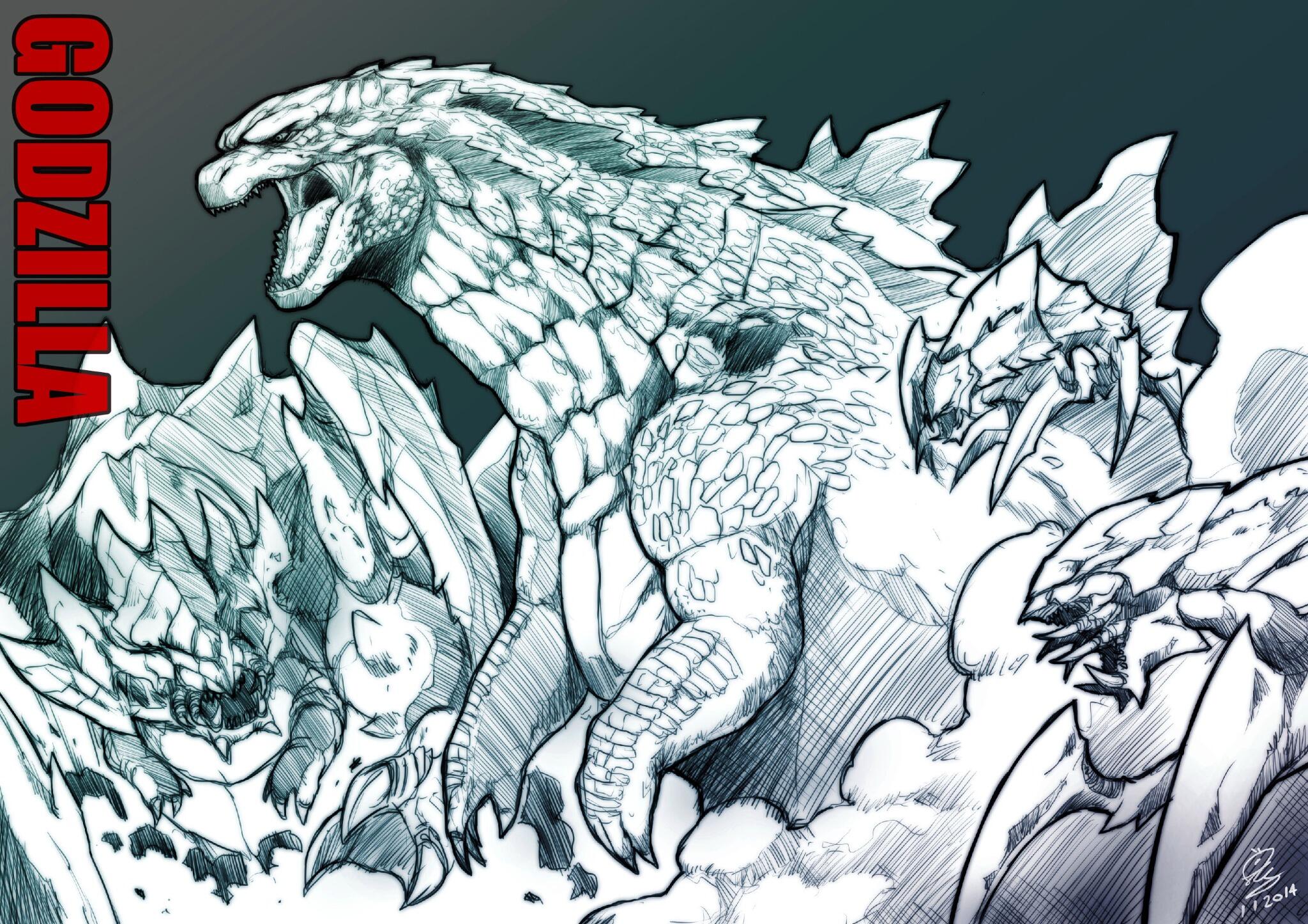 Godzilla Vs Muto Drawing