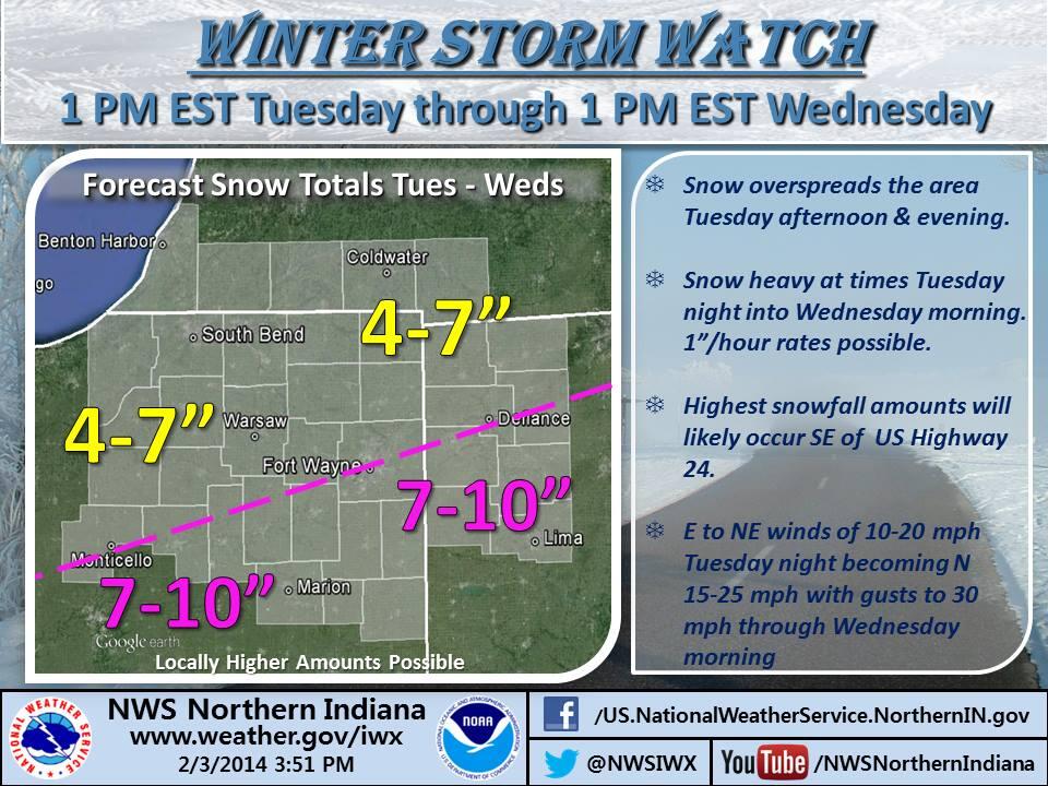 NWS revises snowfall forecast for coming winter storm | W9LW's Ramblings