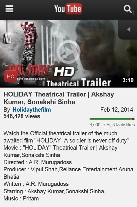 Holiday Movie Akshay Kumar Trailer