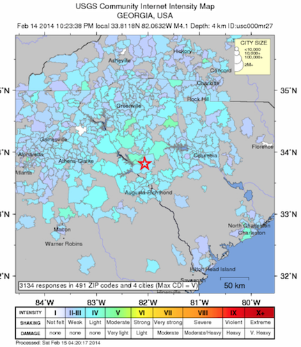 4.1 Earthquake- Edgefield, South Carolina