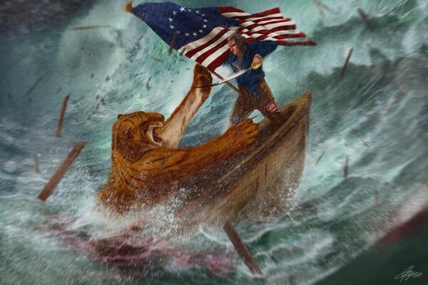 George Washington Riding A Bear