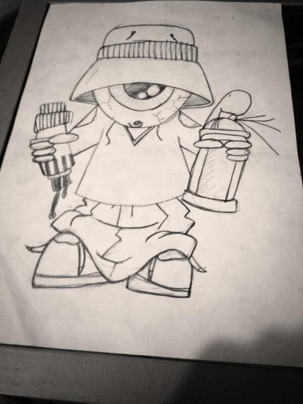 Graffiti Character Drawings On Paper