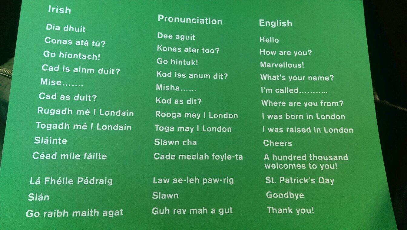English Irish Words