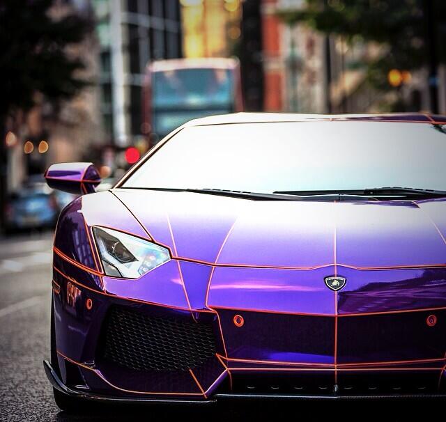 Purple Lamborghini Aventador Glow In The Dark