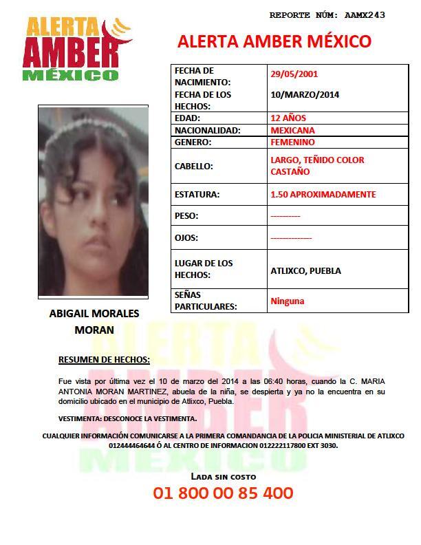 Alerta Amber México On Twitter Gro Oax Pue Ver Tlx Edomex Mor