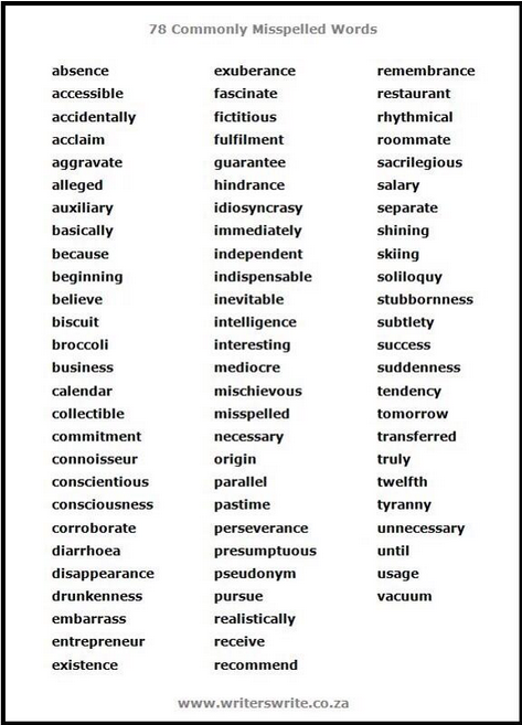 Misspelled Words