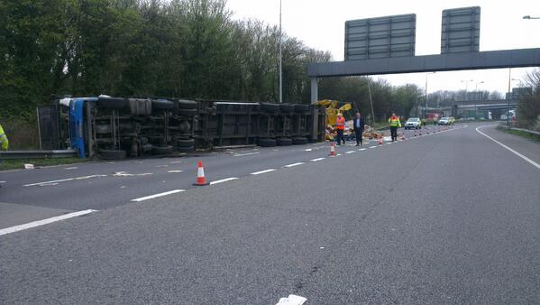 Traffic - overturned lorry near Eccles Interchange, M60, M62 | Granada ...