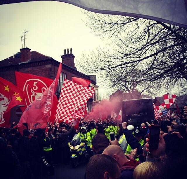 Flags & Banners - Welcoming the Liverpool Team Coach 29th November 2014
