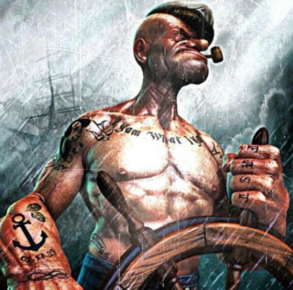 Krasses Popeye Tattoo Beste Schwarz Weiß Tattoos