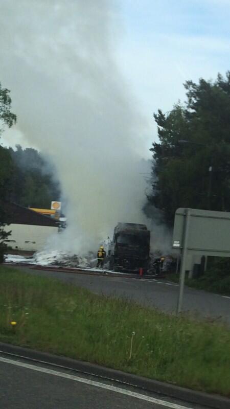 Lorry on fire at M3 fleet services - ITV News