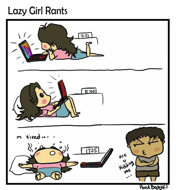 Lazy Girl Cartoon