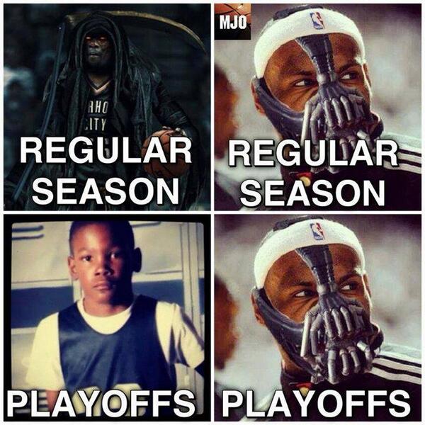 NBA Meme Team on Twitter: "LeBron and Durant: regular season vs playoffs http://t.co/xSq6Fh4ekt"