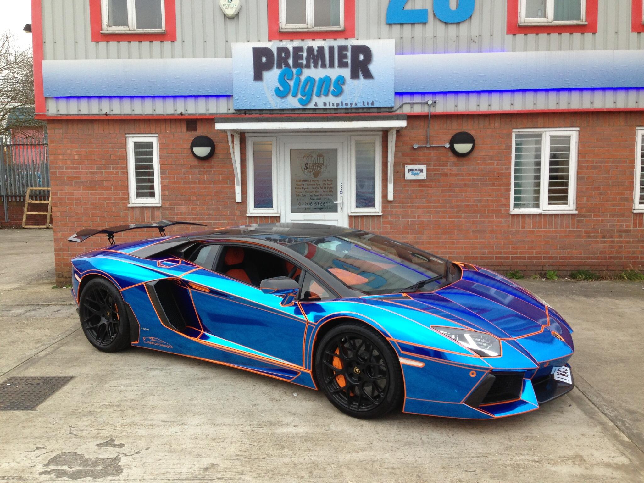 Blue Chrome Lamborghini Aventador