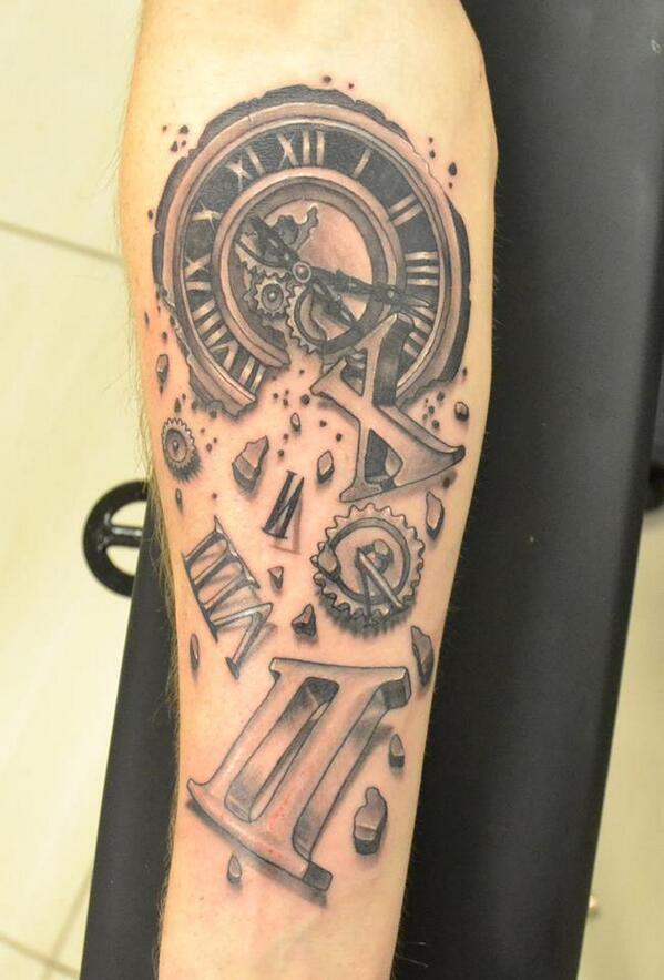 Exploding Clock Tattoo