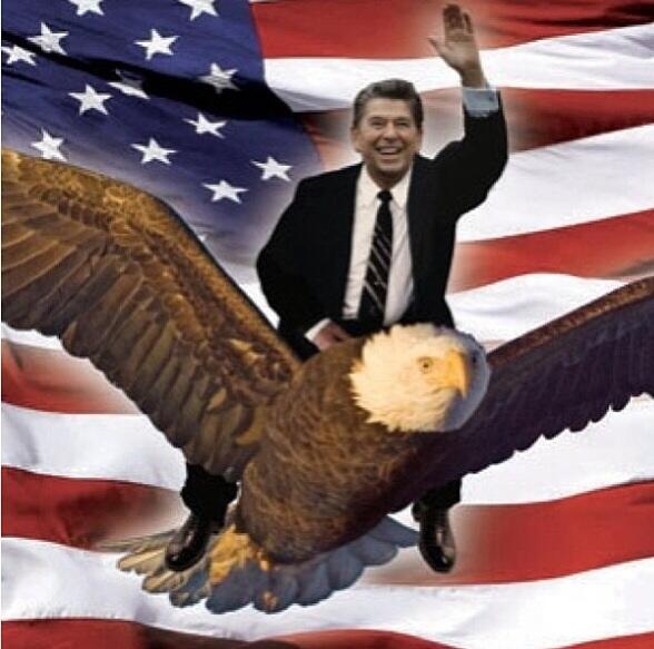 Ronald Reagan Riding An Eagle