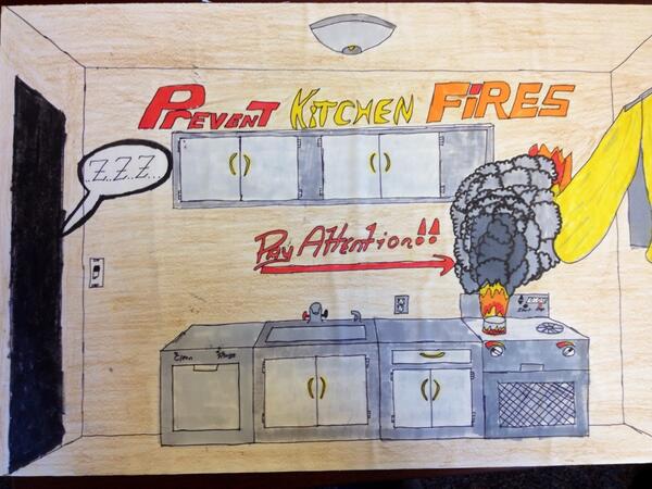Kitchen Safety Poster Drawing