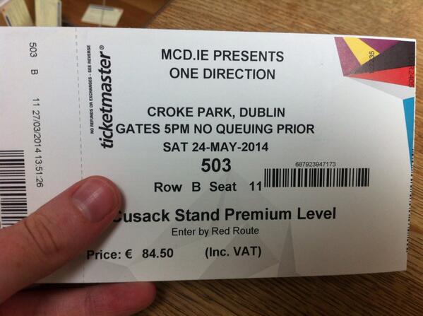 One Direction Concert Ticket