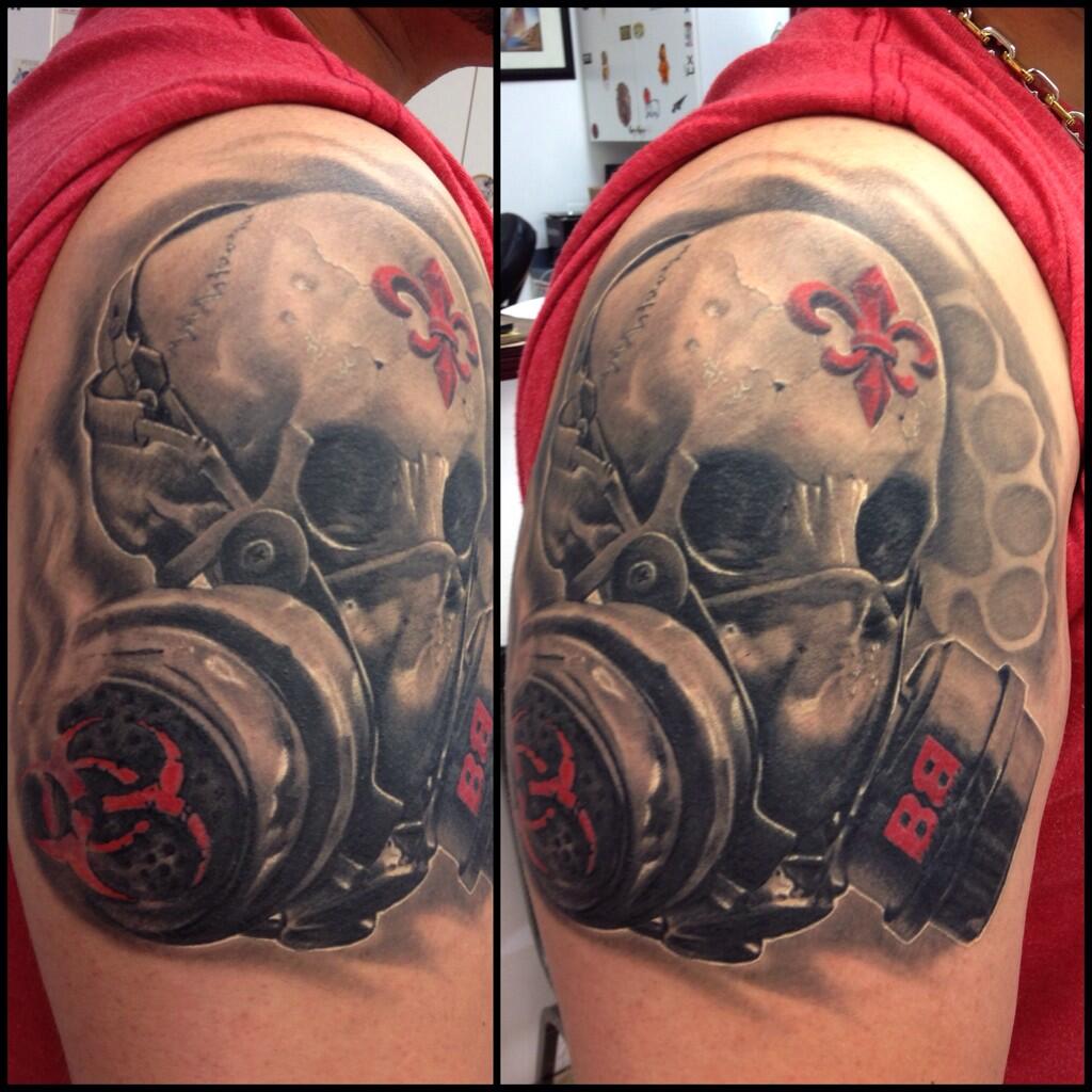 Skull gas mask tattoo - Bronctattooaus.com