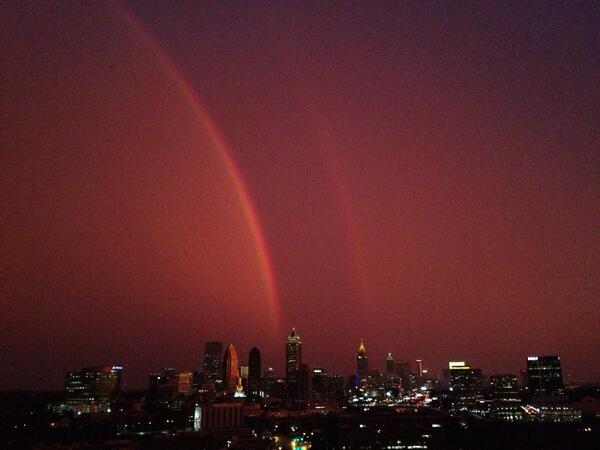 Post-storm double rainbow over Atlanta RT BadaBingsATL: Night time ...
