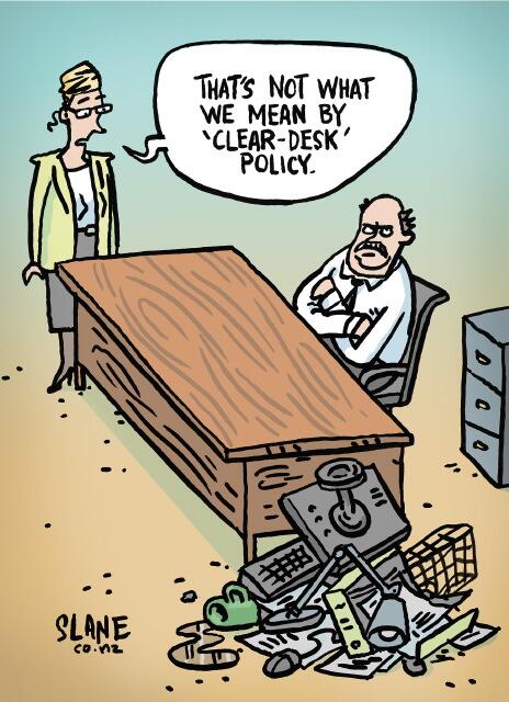 Clean Desk Policy Cartoon