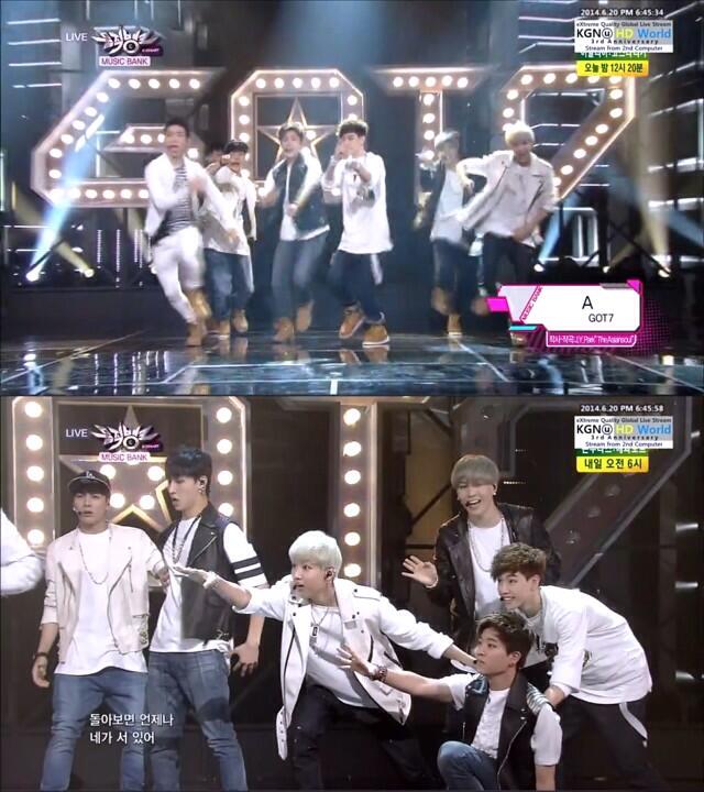 JJ PROJECT 💚GOT7 ENC∞RE on Twitter: "[CAP] 140620 #GOT7 KBS Music Bank #A วันนี้หนุ่มๆมาในชุดขาว ...