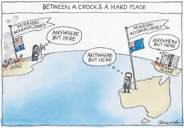 Between a crock and a hard place matt golding cartoon via @theage #iraq ...
